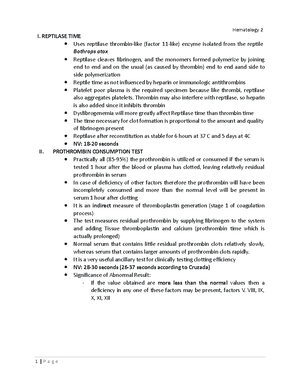 Tests for Secondary Hemostasis - Partial Thromboplastin Time (PTT) or ...