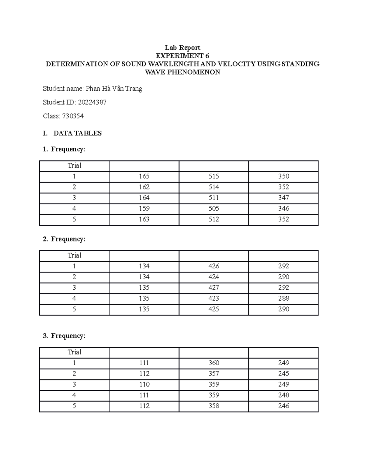 Lab Report - Experiment 6 - Lab Report EXPERIMENT 6 DETERMINATION OF ...