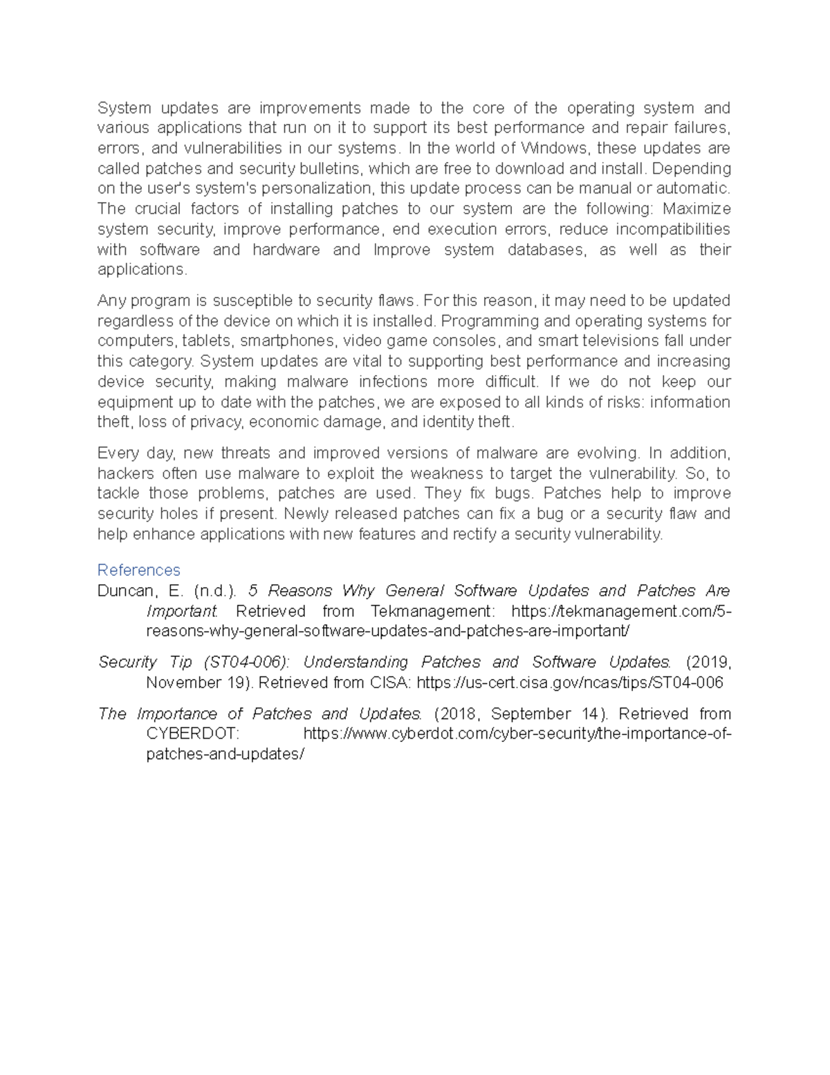 340M2D1 - System updates - System updates are improvements made to the ...