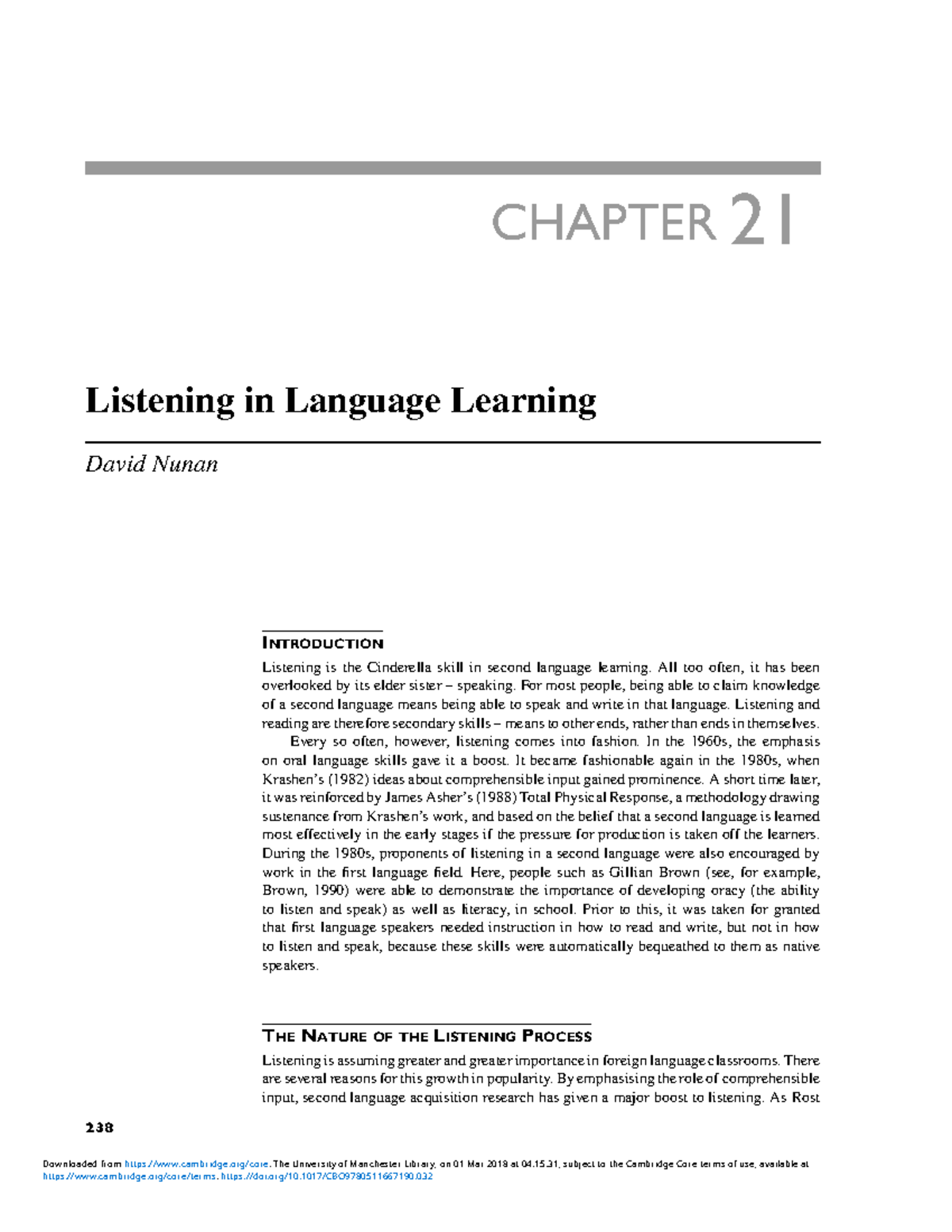 Listening in Language Learning by David Nunen - CHAPTER 21 Listening in ...