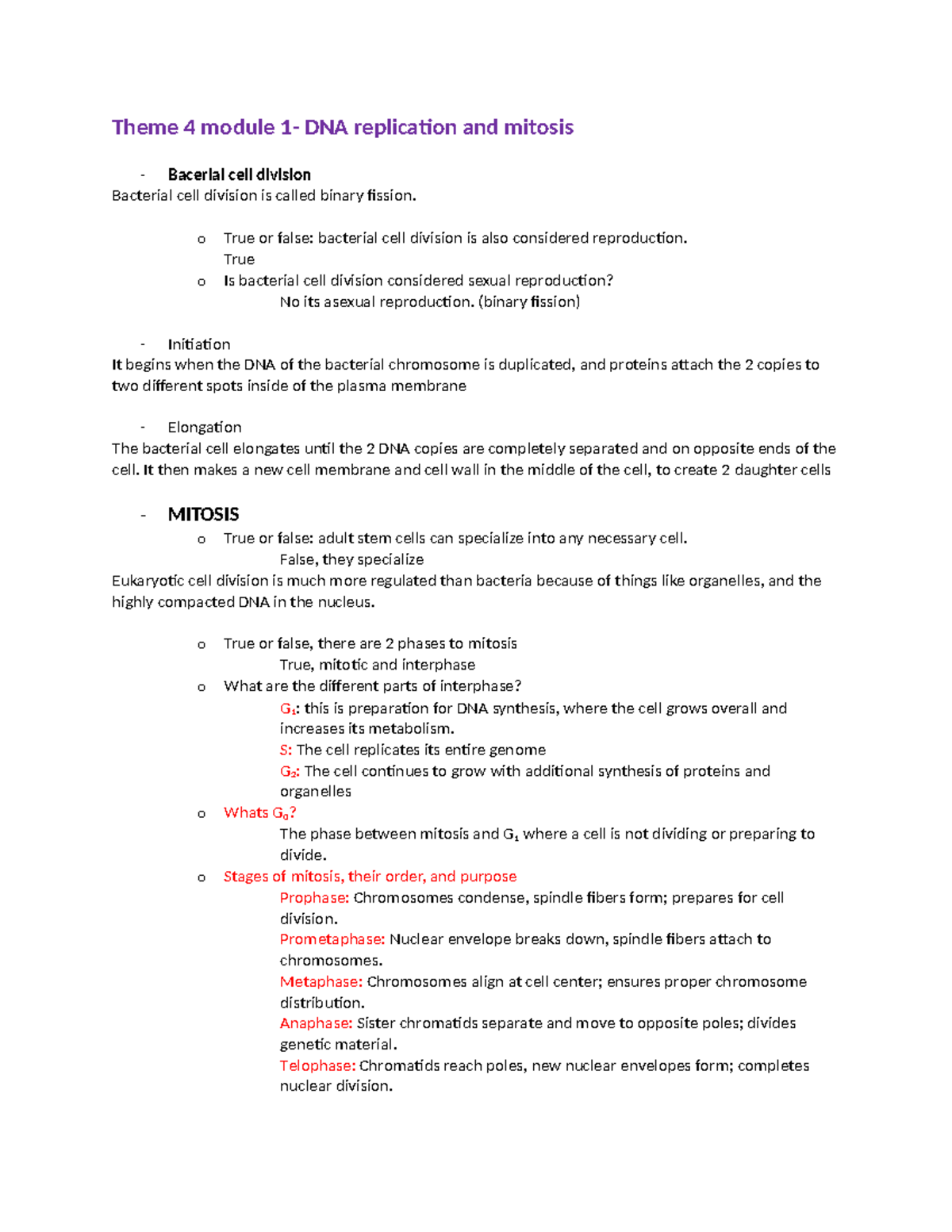 Bio test 3 - lecture notes for 3rd bio test - Theme 4 module 1- DNA ...