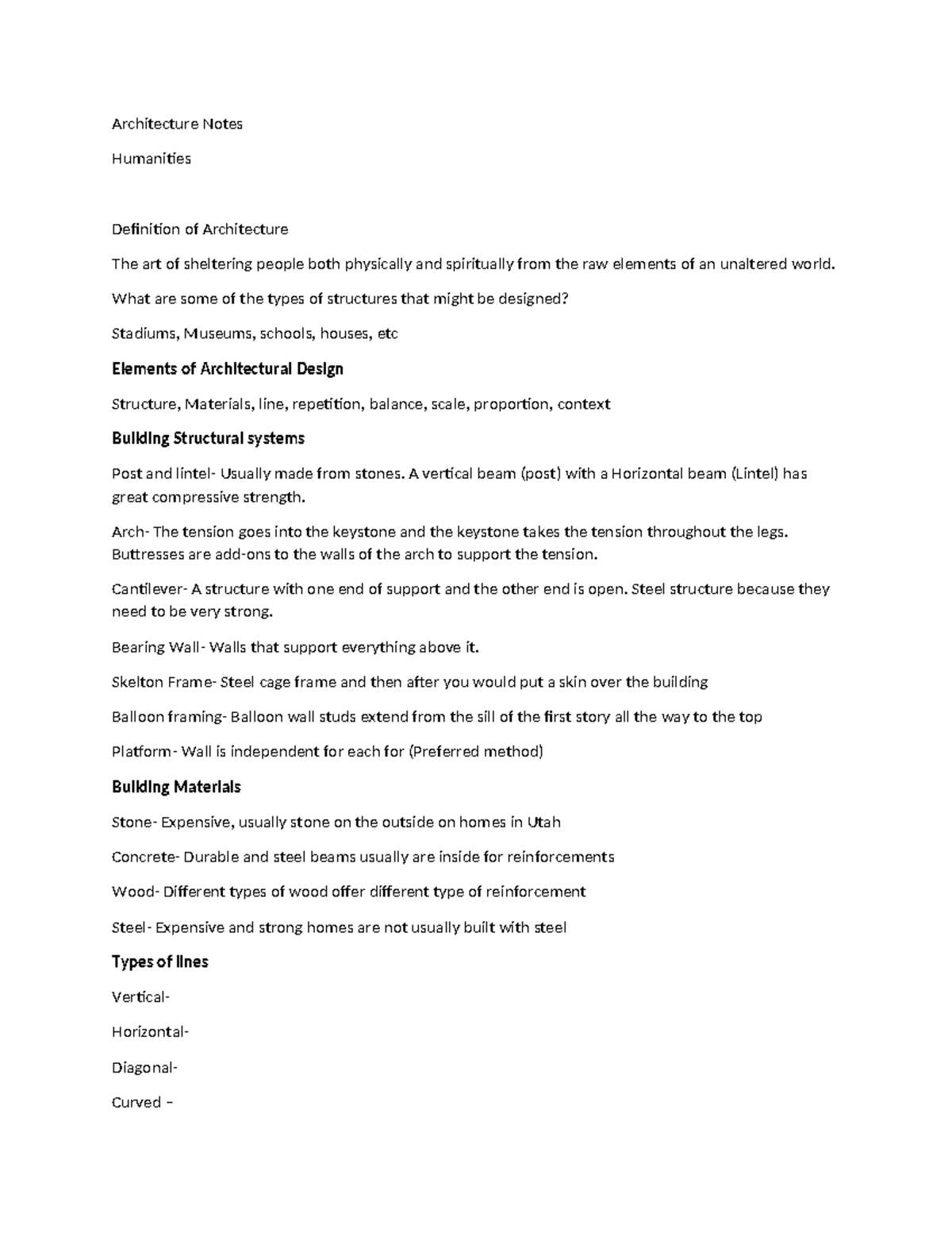 Arct notes Hum1010 - Architecture Notes Humanities Definition of ...