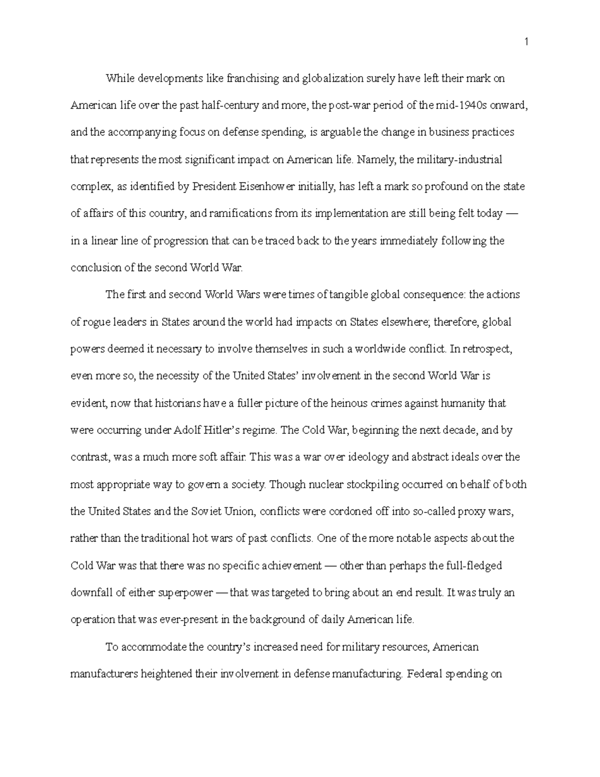 HIST 364 Paper 2 - Grade: A - While developments like franchising and ...