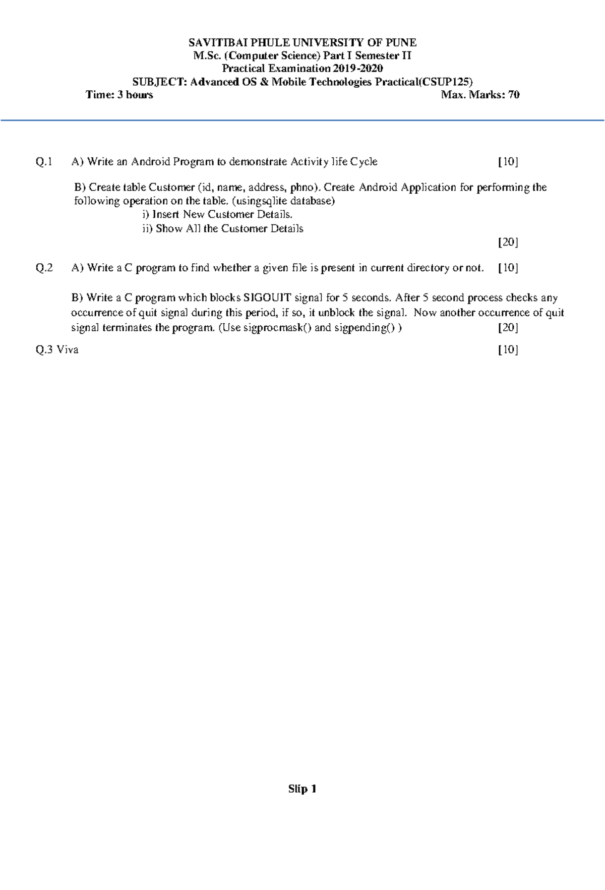 Msccs Sem Ii Practical Slips M Computer Science Part I Semester Ii Practical