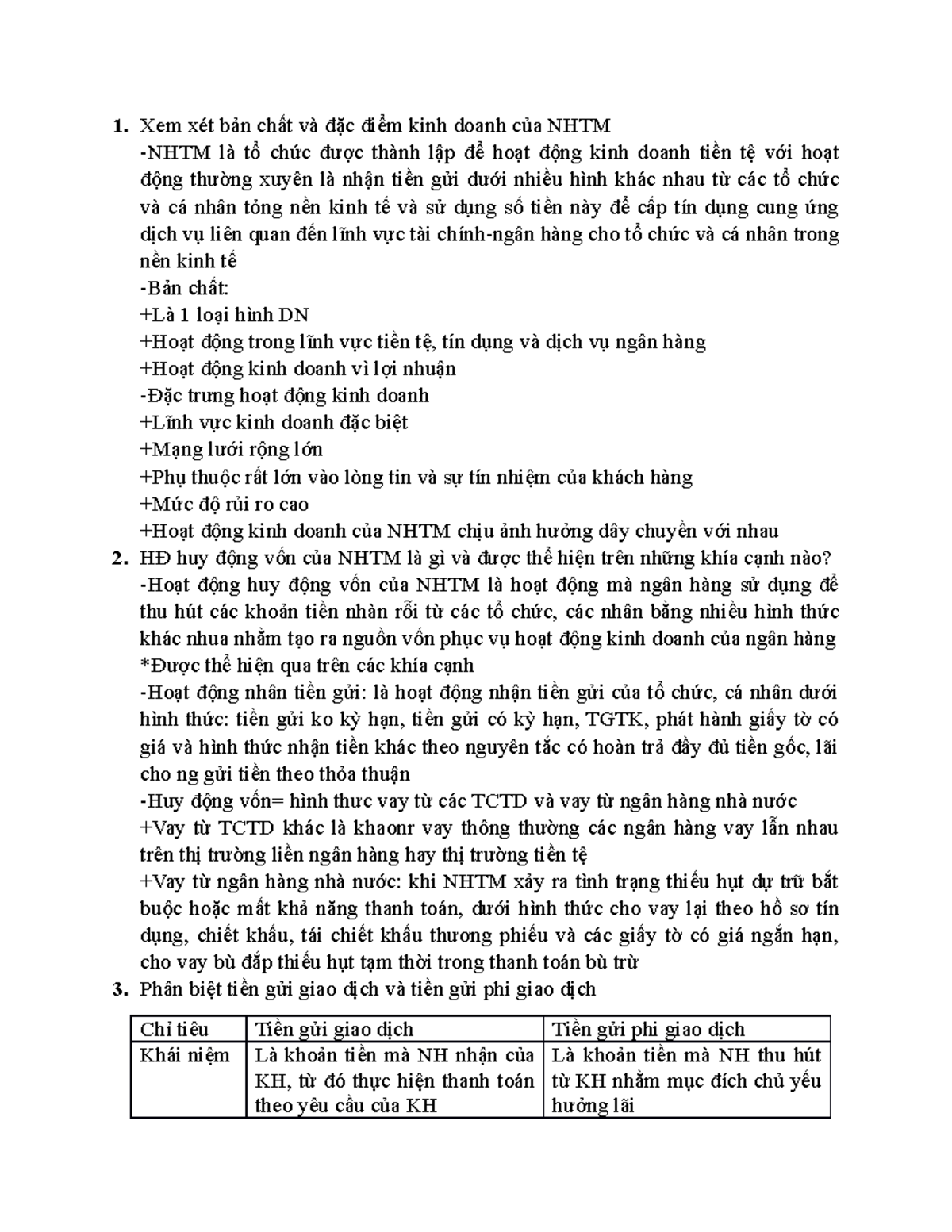 Ngân hàng thương mại - đề cương - Xem xét bản chất và đặc điểm kinh ...