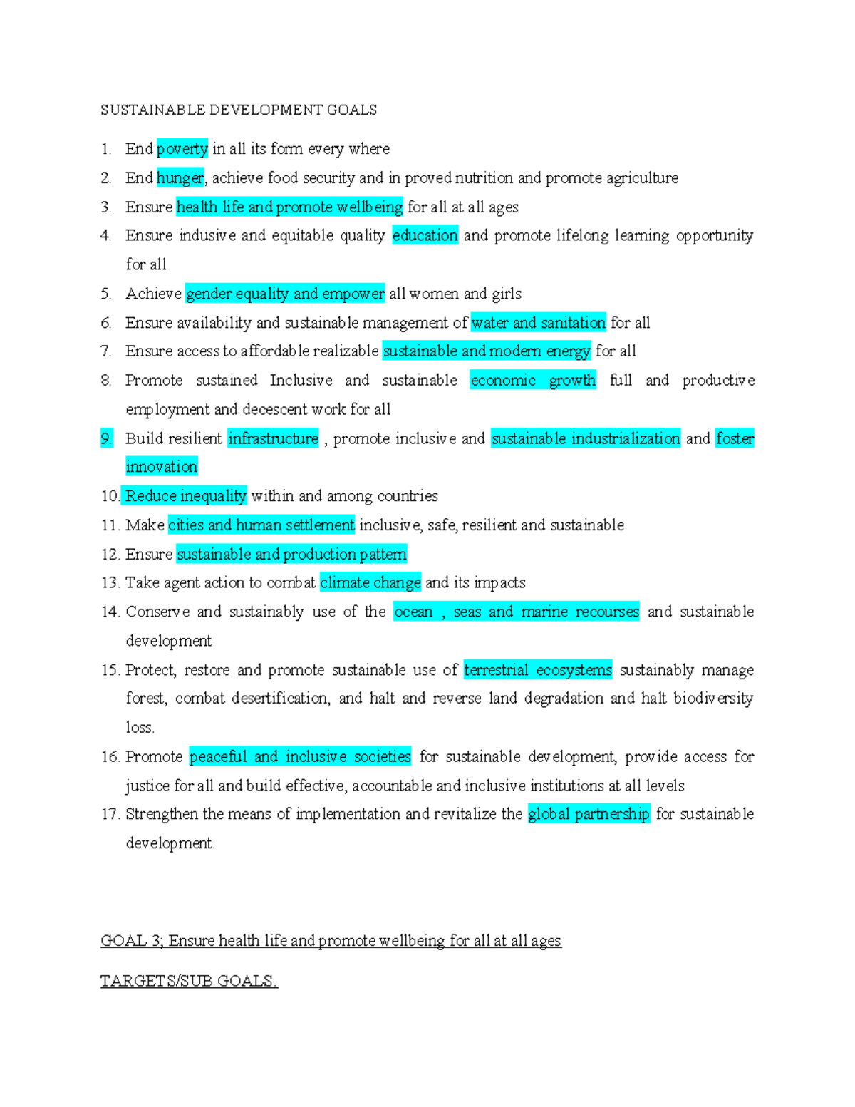 Sustainable development goals - SUSTAINABLE DEVELOPMENT GOALS End ...