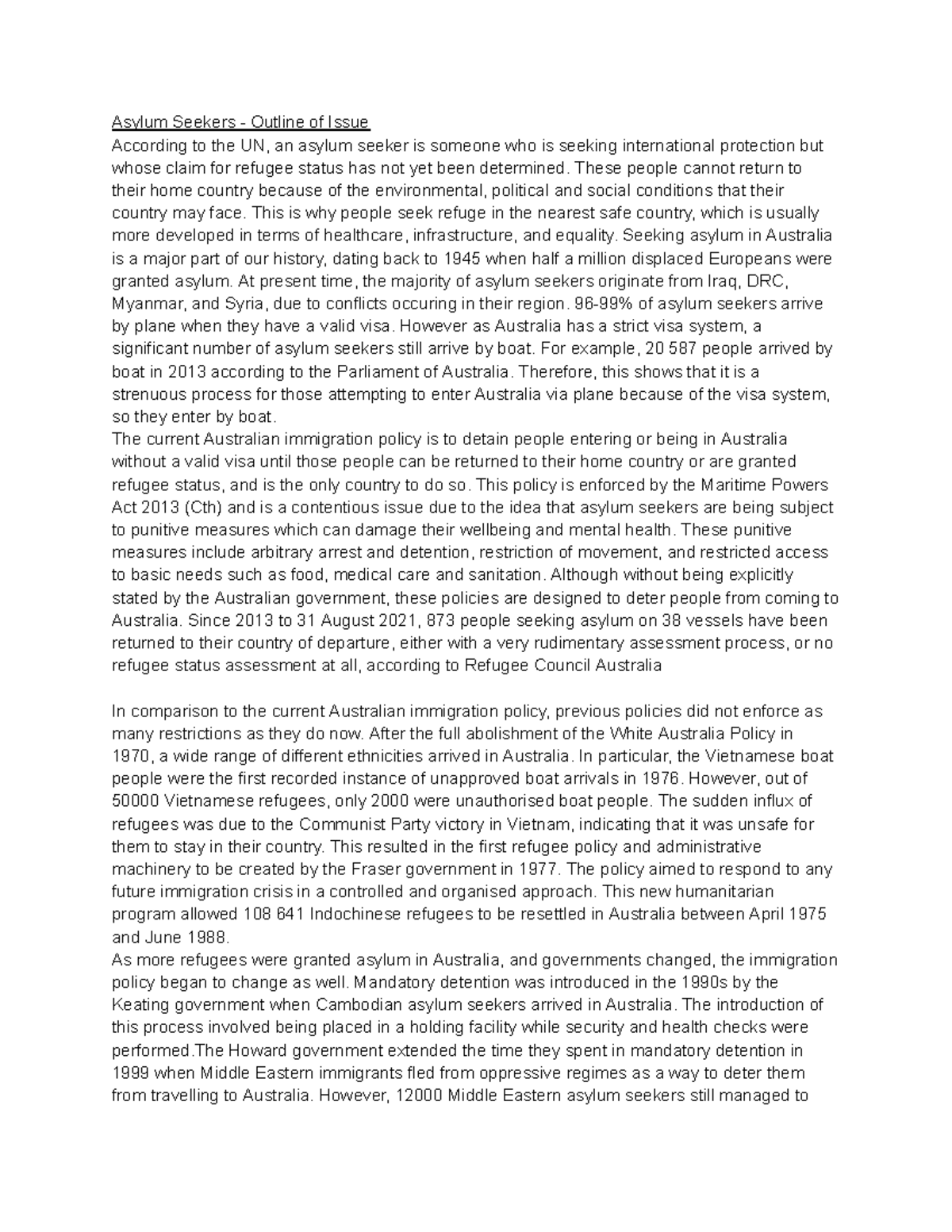 Asylum seekers contemporary issue essay - Asylum Seekers - Outline of ...