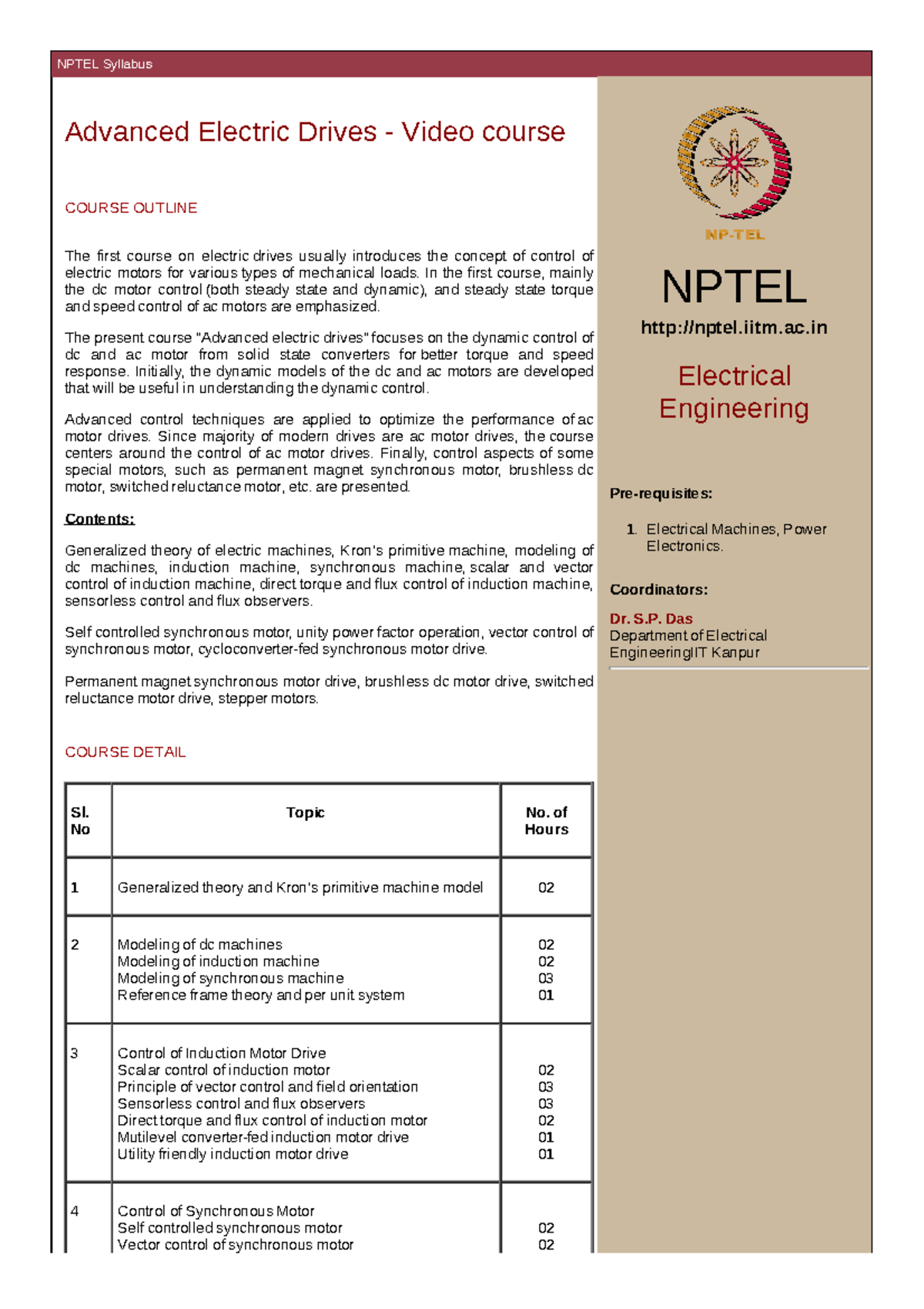 108104011 - NPTEL Syllabus Advanced Electric Drives - Video course ...