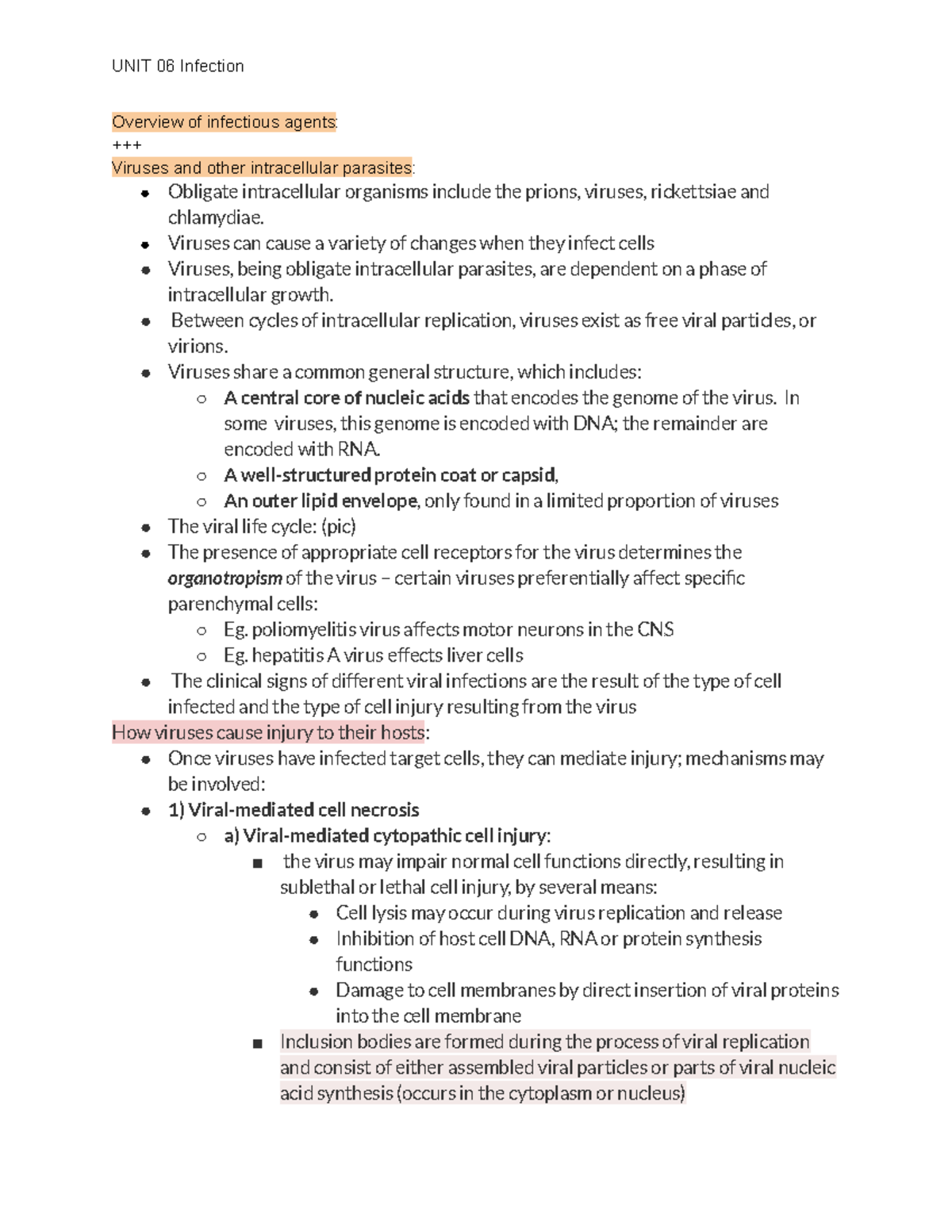 PATH-unit6 - Path unit 6 - Overview of infectious agents: +++ Viruses ...