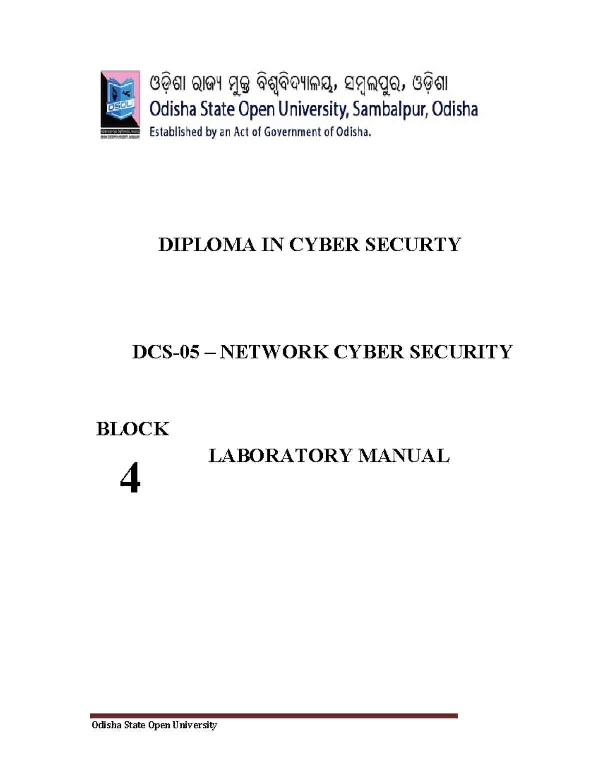 Network Security-Lab Manual - ####### Odisha State Open University DIPLOMA IN CYBER SECURTY DCS ...