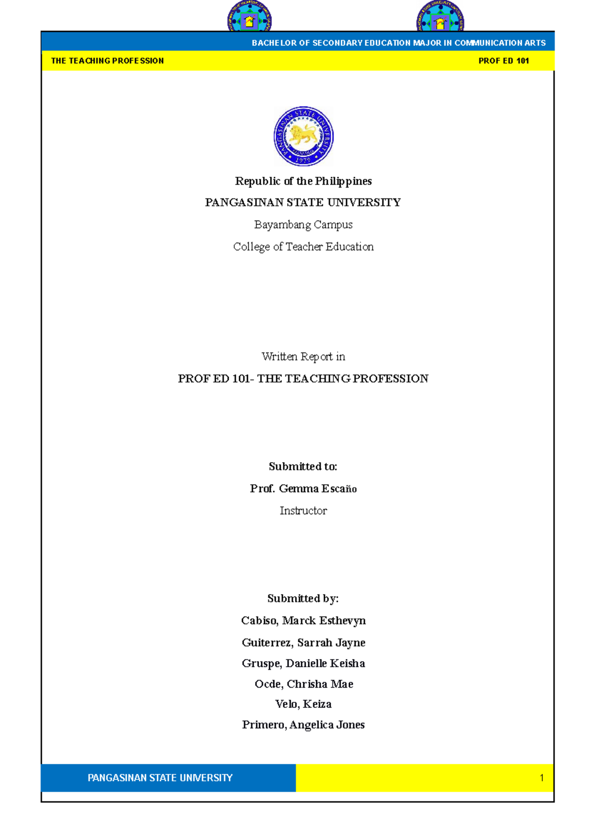 TTP MODULE 5 REPORT - Republic of the Philippines PANGASINAN STATE ...