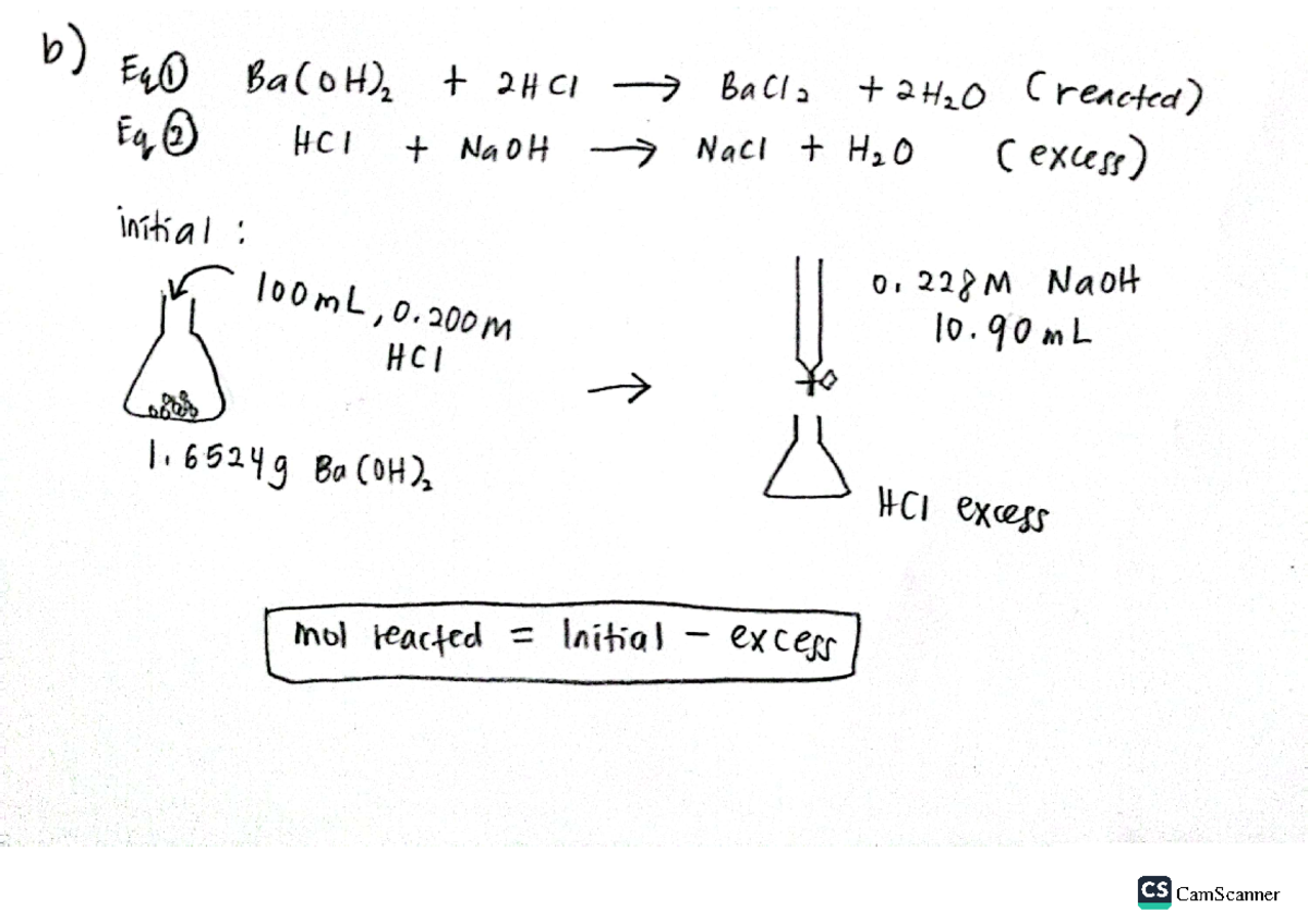 Calculation Back Titration Quiz2 2b - Diploma in Science - b) Eq 1 Ba ...