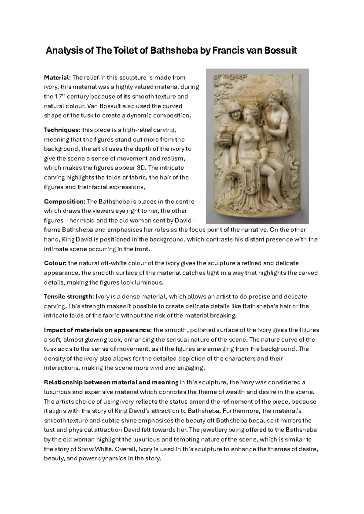 Analysis of a sculpture - Analysis of The Toilet of Bathsheba by ...