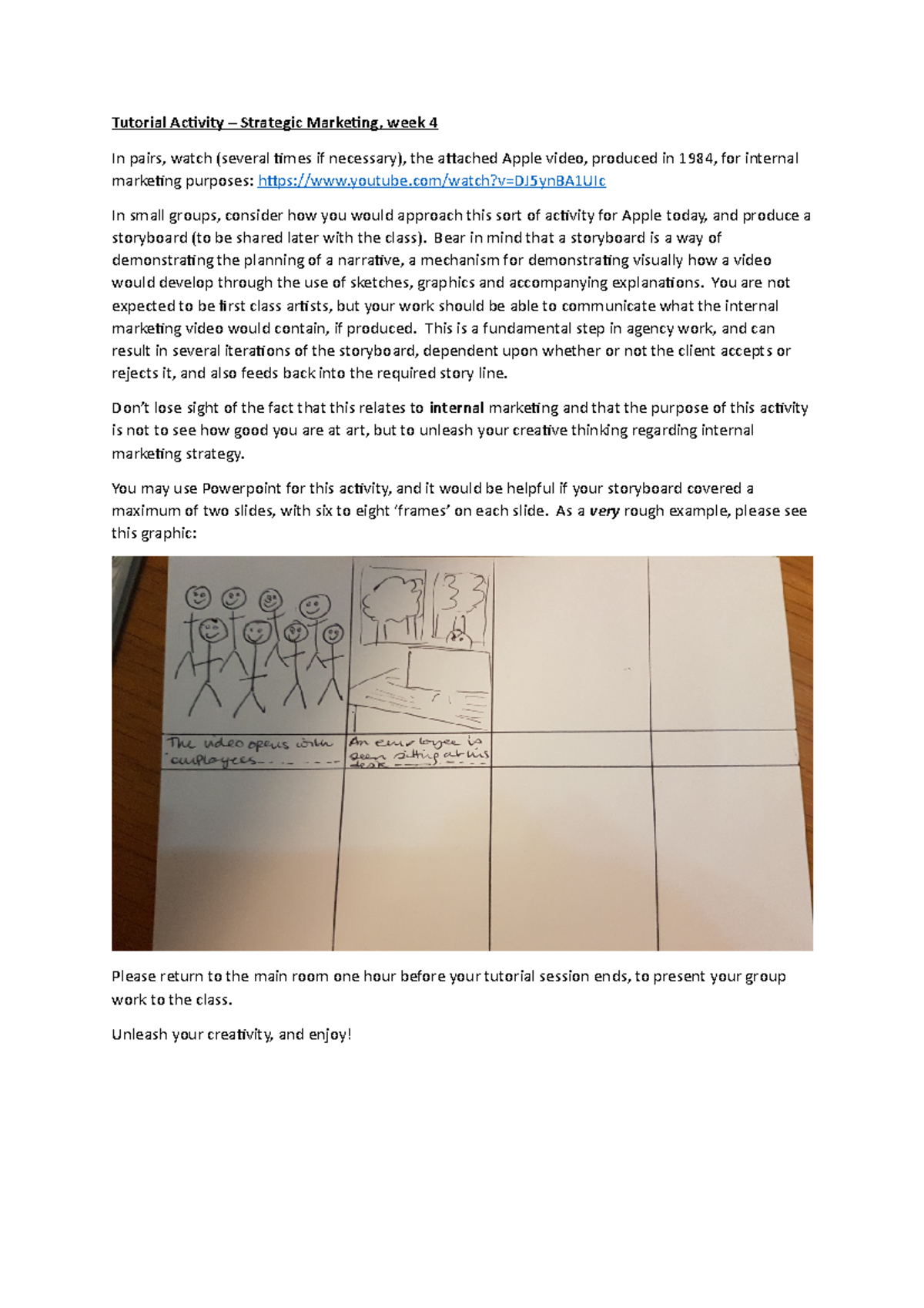 Tutorial 4 Activity - Notes - Tutorial Activity – Strategic Marketing ...