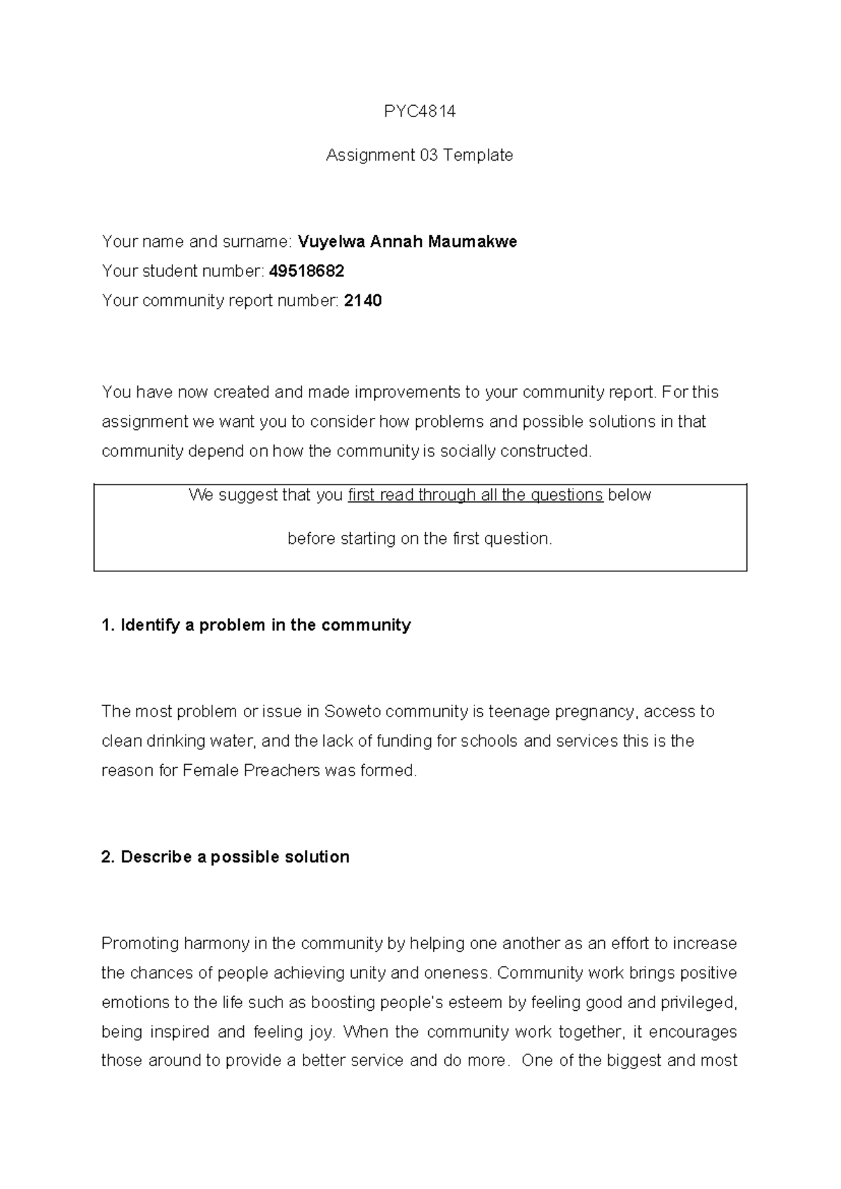 Assignment 02 template - PYC Assignment 03 Template Your name and surname: Vuyelwa Annah ...