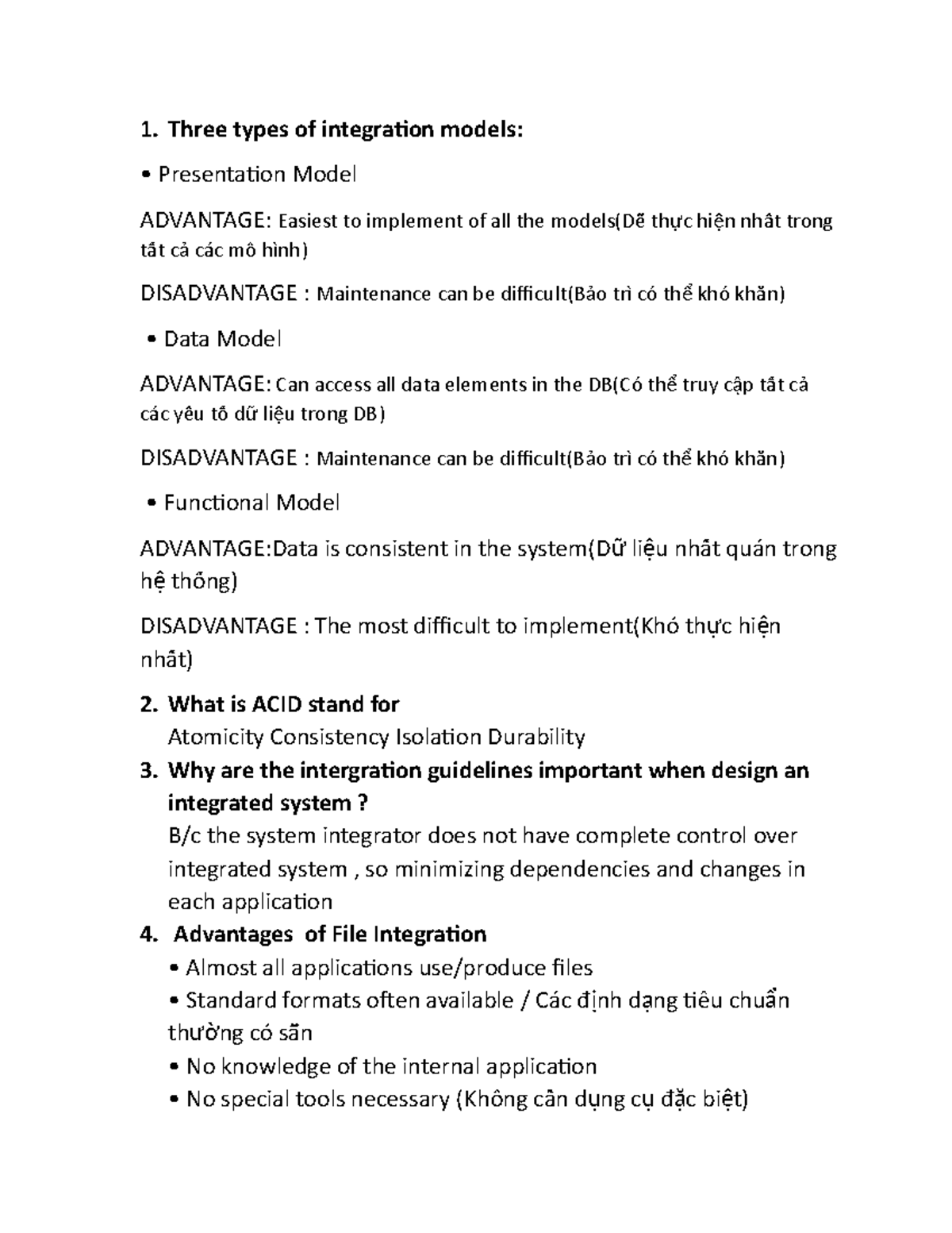 Trl ngắn tích hợp - Môn tích hợp hệ thống - 1. Three types of ...