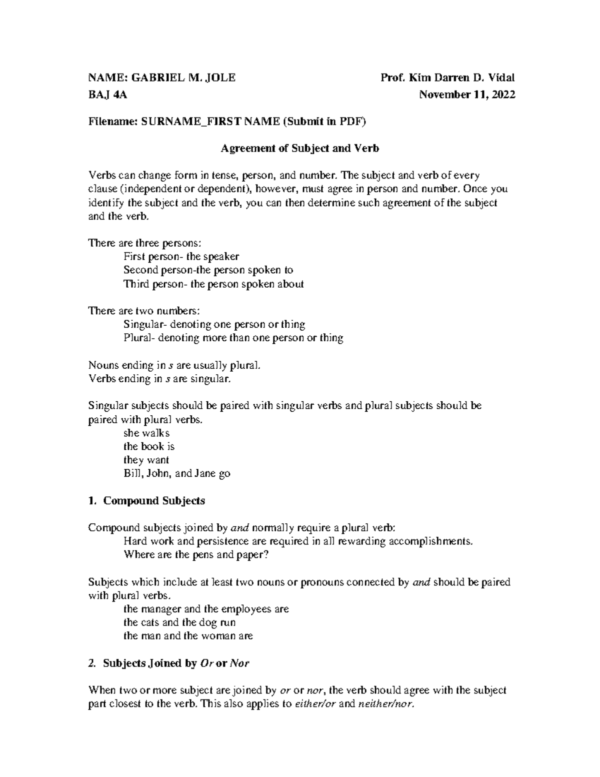 JOLE, Gabriel - just a guide - NAME: GABRIEL M. JOLE Prof. Kim Darren D ...