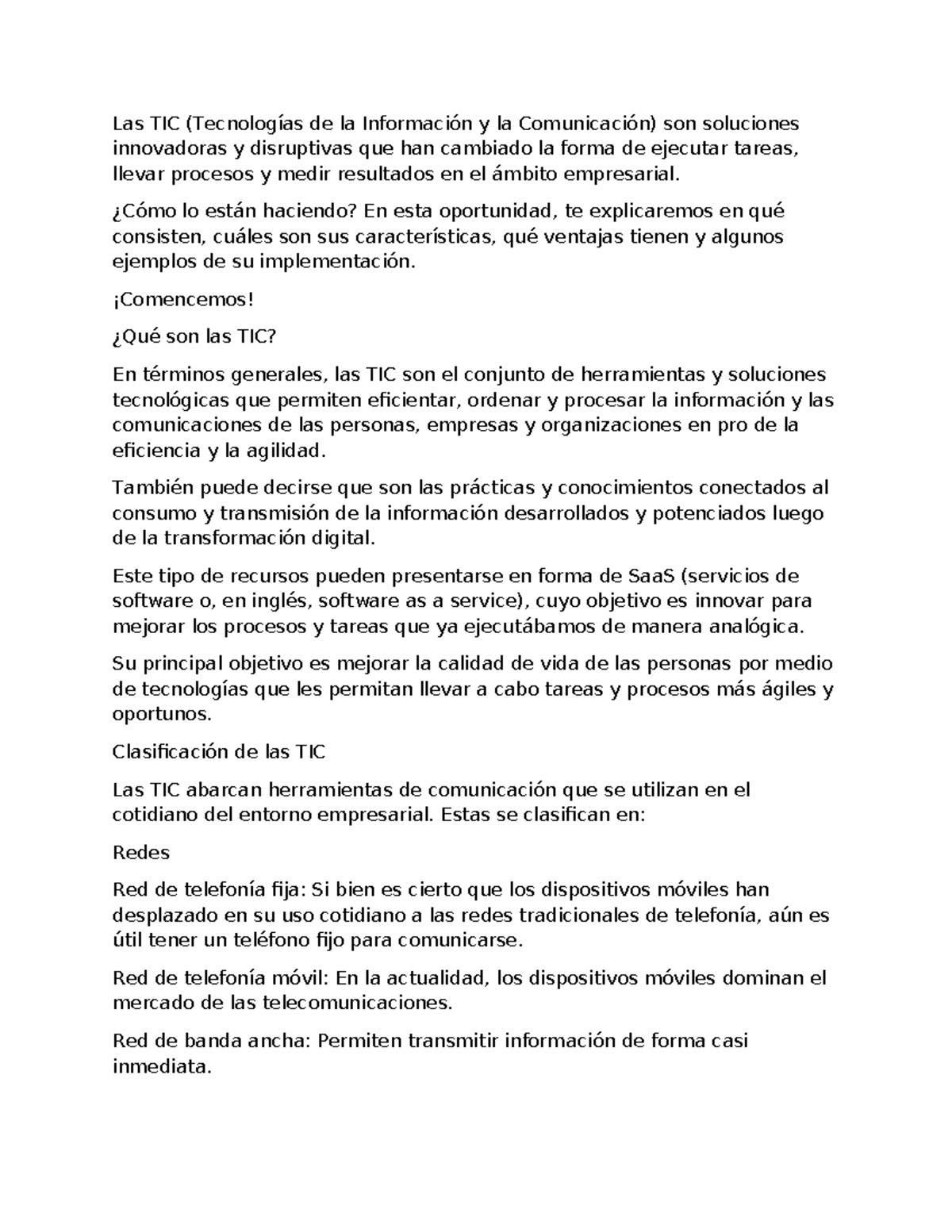 QUE SON LAS TICS - material de repaso - Las TIC (Tecnologías de la ...