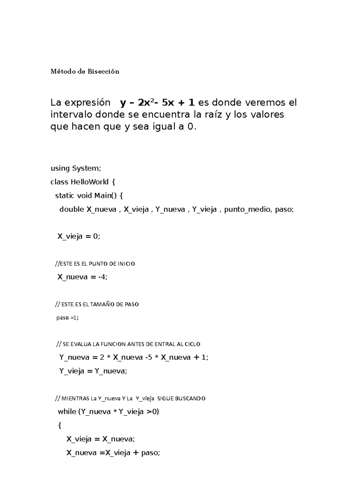 Lb. Metodo Numerico-Bisección - Método de Bisección La expresión y – 2x ...