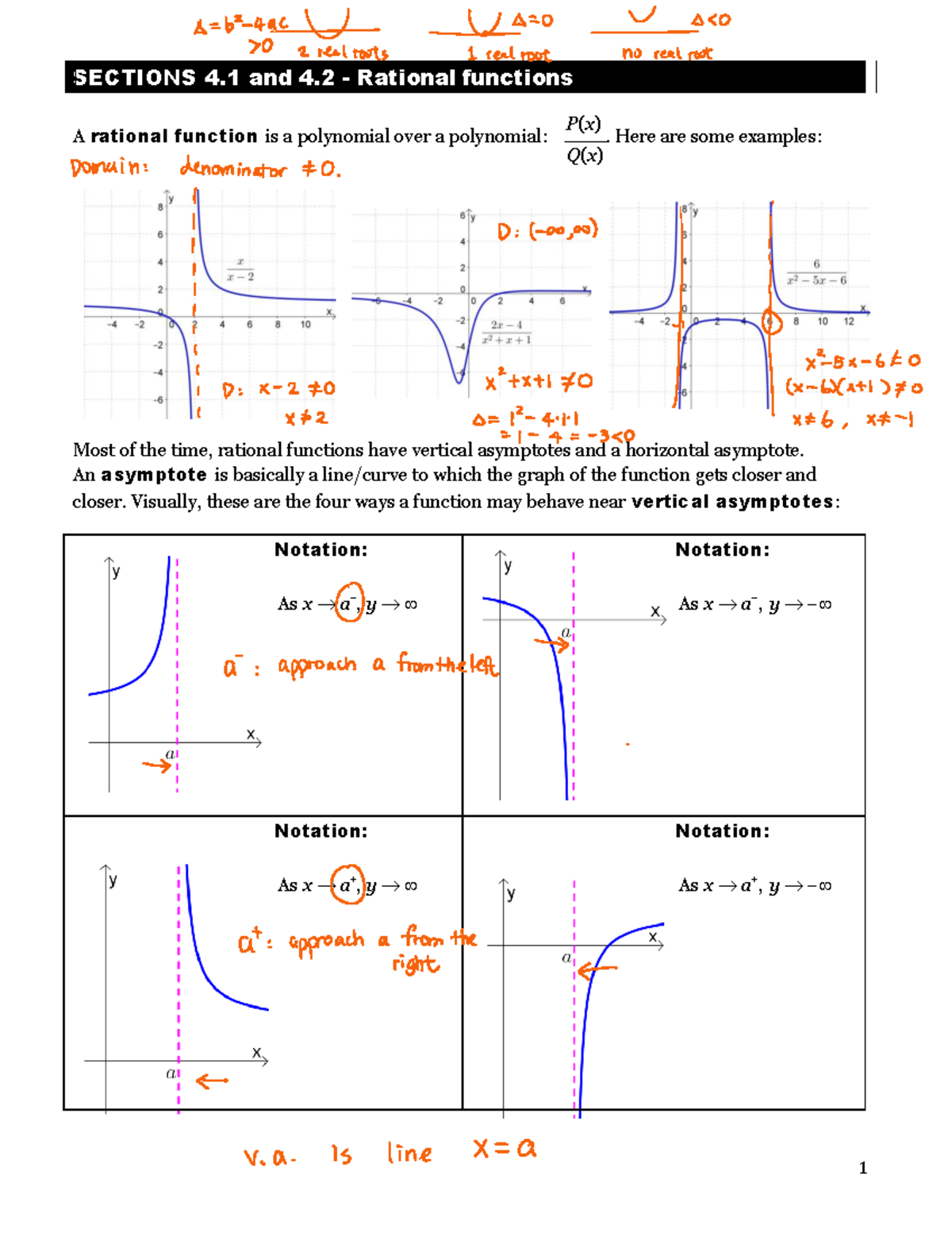 120 15F notes 4 - Chapter 4.1-4.2 Review - SECTIONS 4 and 4 - Rational ...