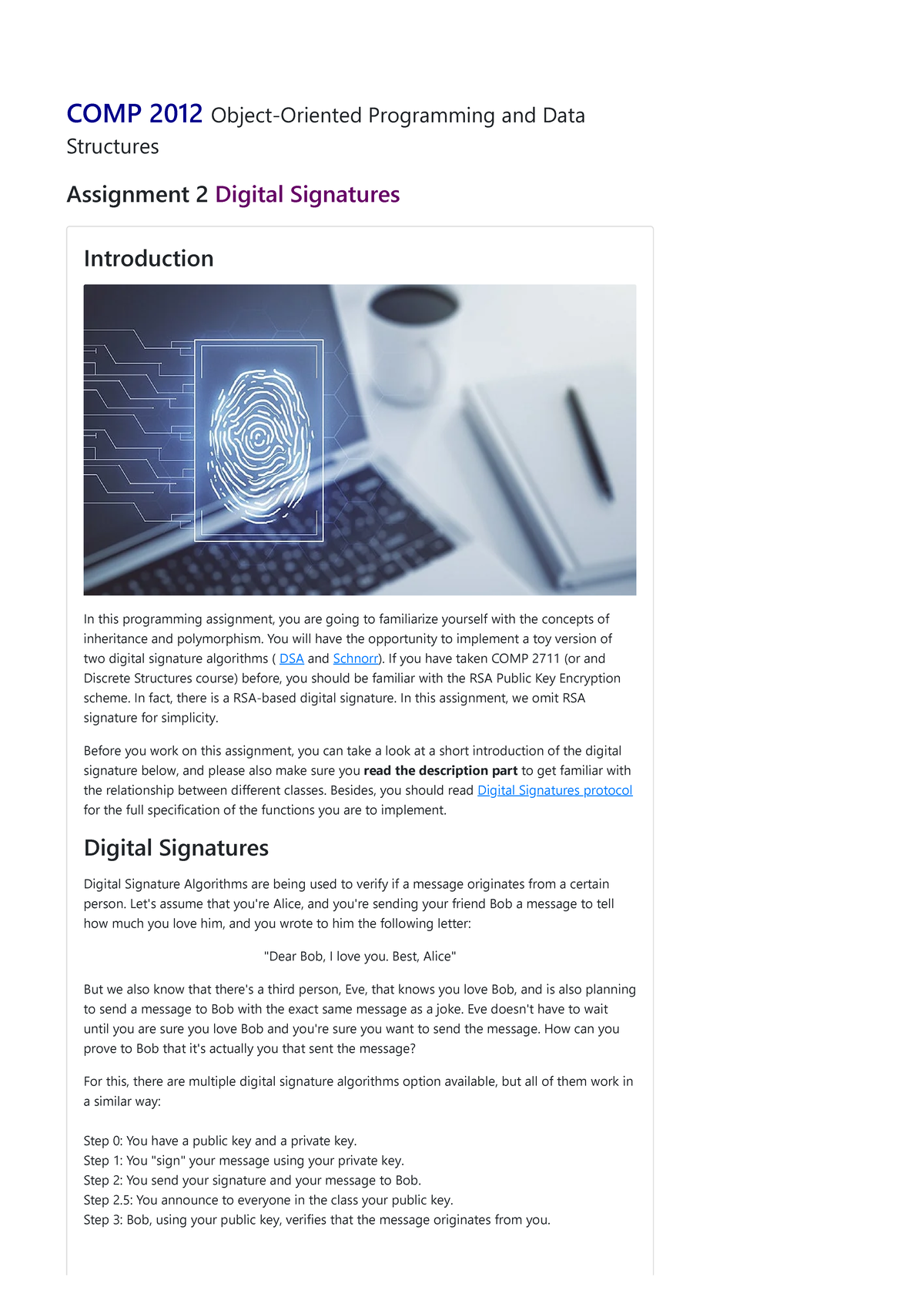 COMP 2012 Assignment 2 Digital Signatures - COMP 2012 Object-Oriented ...