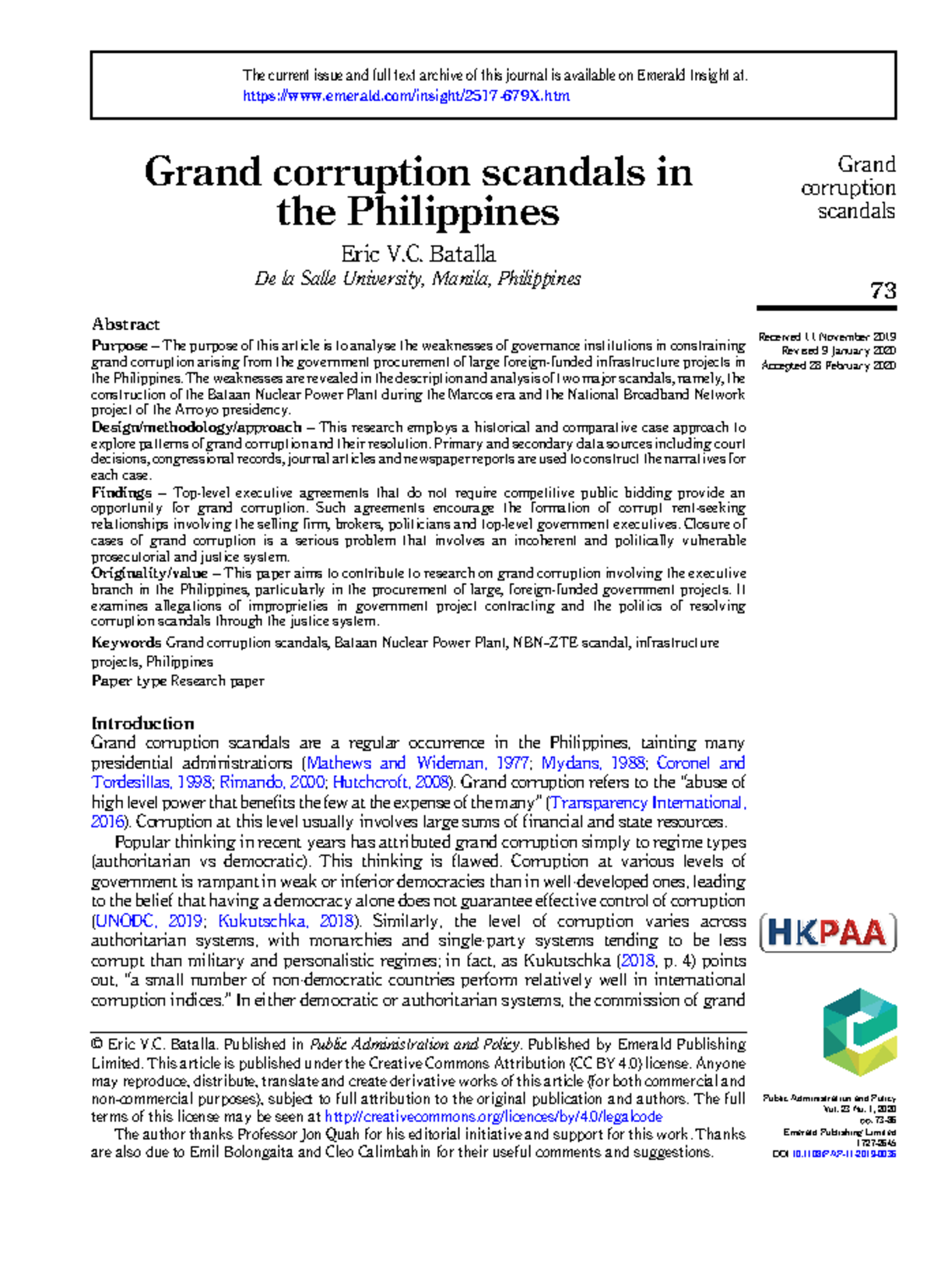 10-1108 PAP-11-2019-0036 - Grand corruption scandals in the Philippines ...