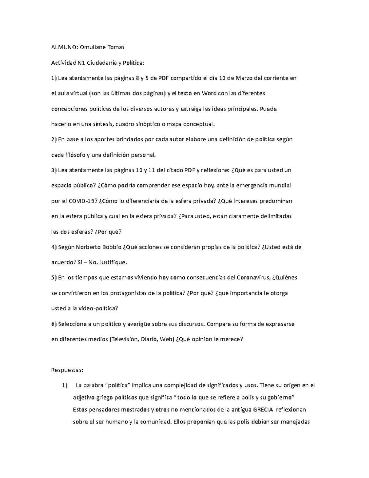 Actividad N1 Ciudadanía y Política - ALMUNO: Omullane Tomas Actividad ...