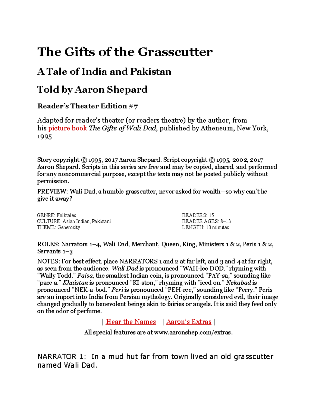 The Gifts of the Grasscutter - Script copyright © 1995, 2002, 2017 ...