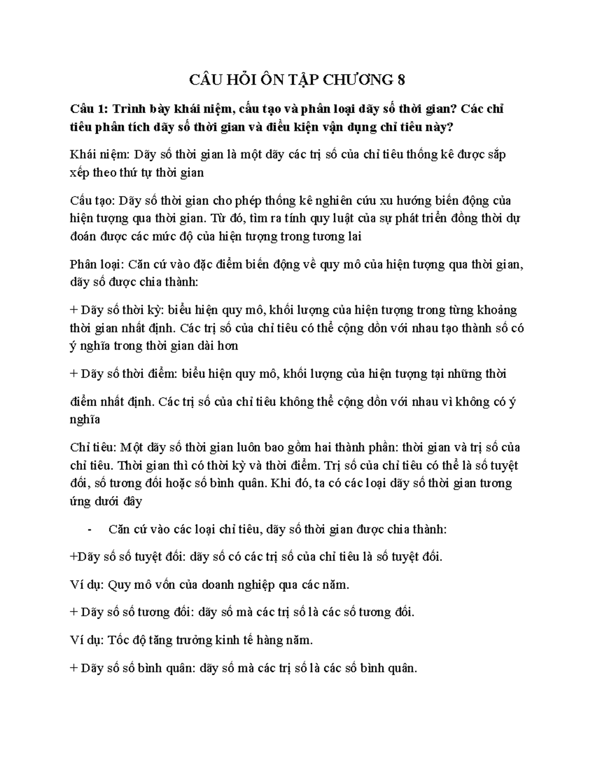 Nnnnnn - GDFGFDG - CÂU HỎI ÔN TẬP CHƯƠNG 8 Câu 1: Trình bày khái niệm ...