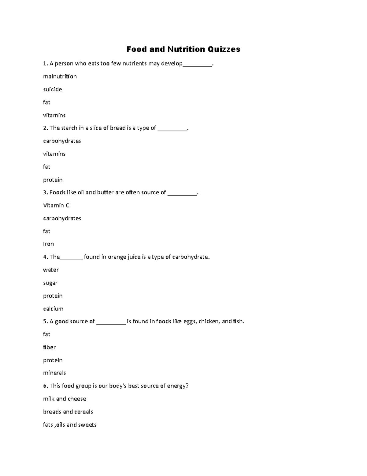 Food and Nutri Quizzes - Food and Nutrition Quizzes A person who eats ...