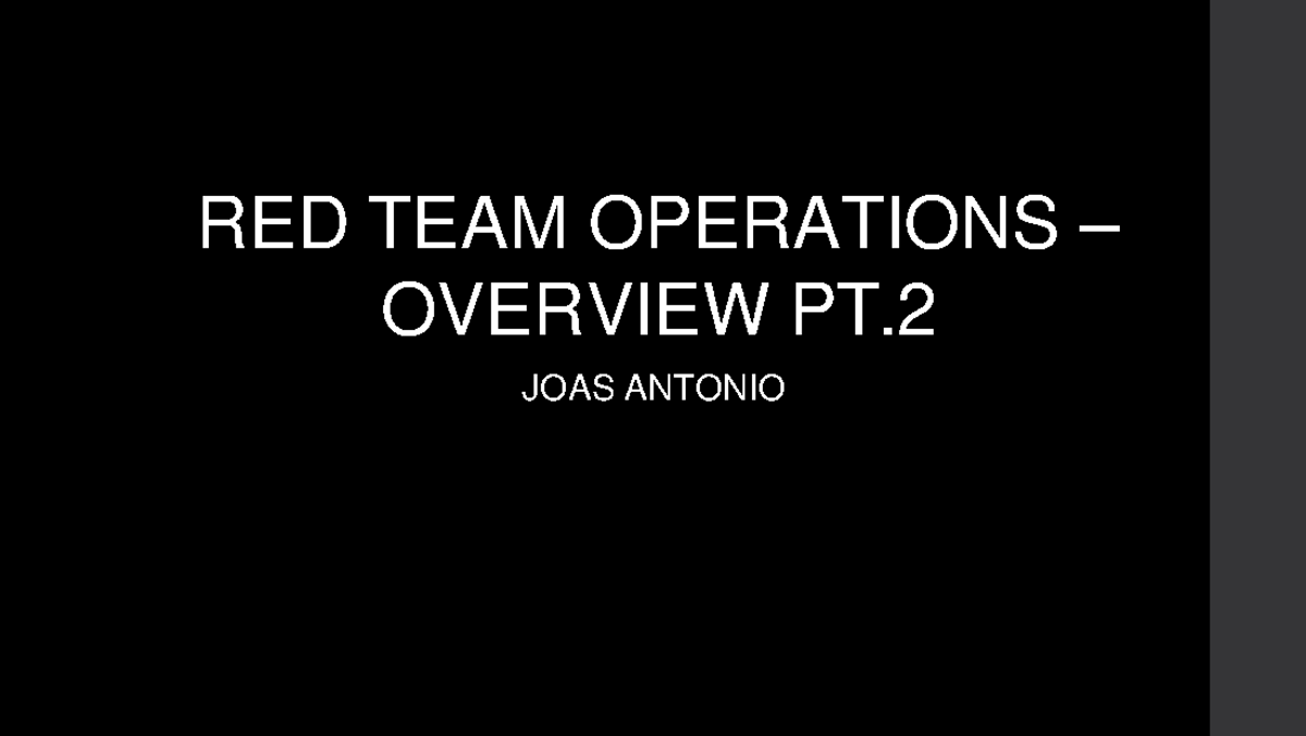 Red Team Operations - Overview PT - RED TEAM OPERATIONS – OVERVIEW PT ...