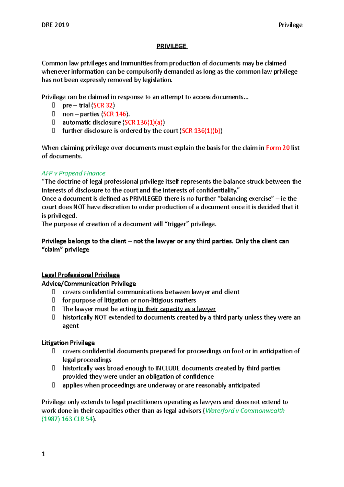 Privilege AND Immunity - PRIVILEGE Common law privileges and immunities ...