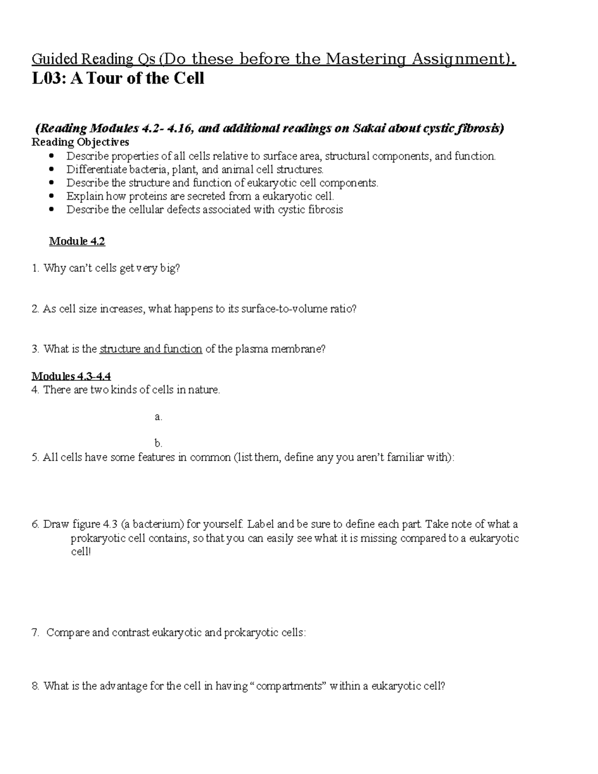 Lesson 3 GRQs A Tour of the Cell - Guided Reading Qs (Do these before ...
