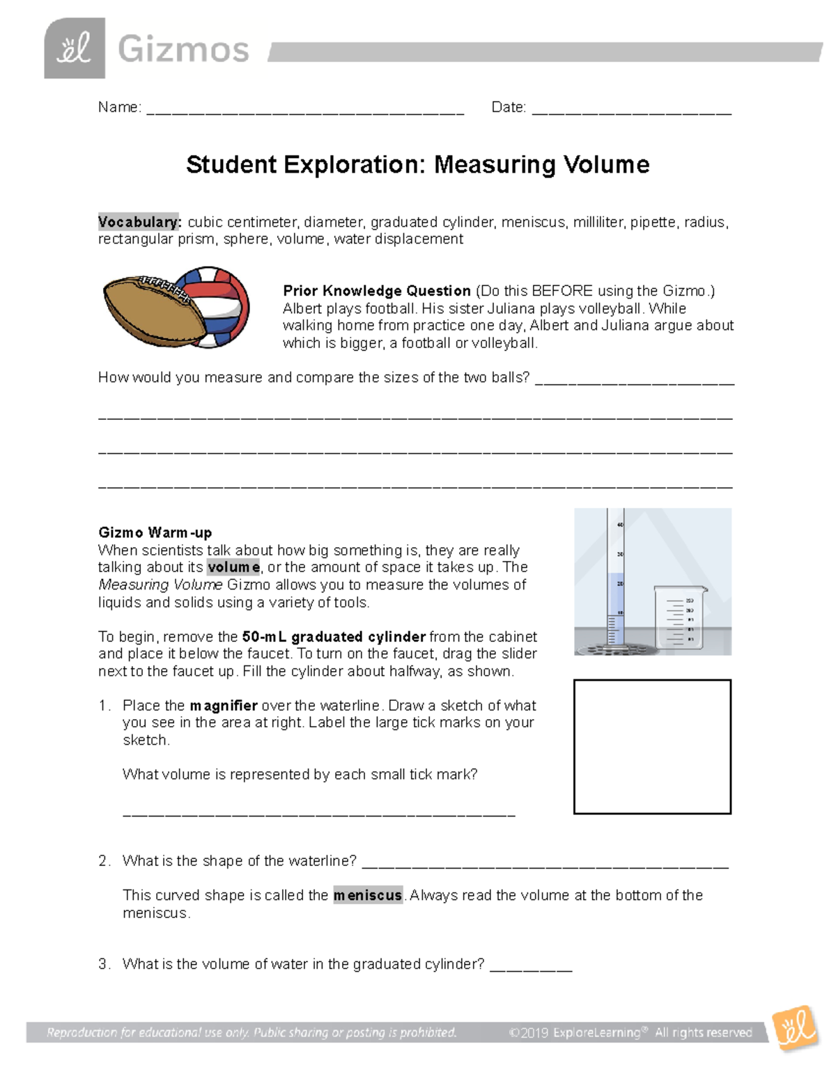 Measuring Volume SE - Name: ______________________________________ Date