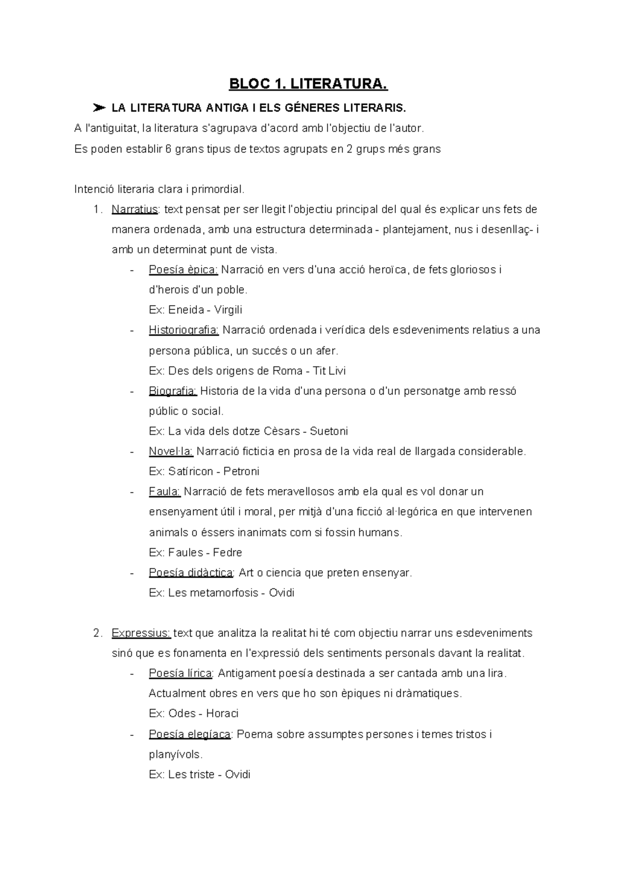 Latín LITE+ Cultura+ Urbanismepau - BLOC 1. LITERATURA. LA LITERATURA ...