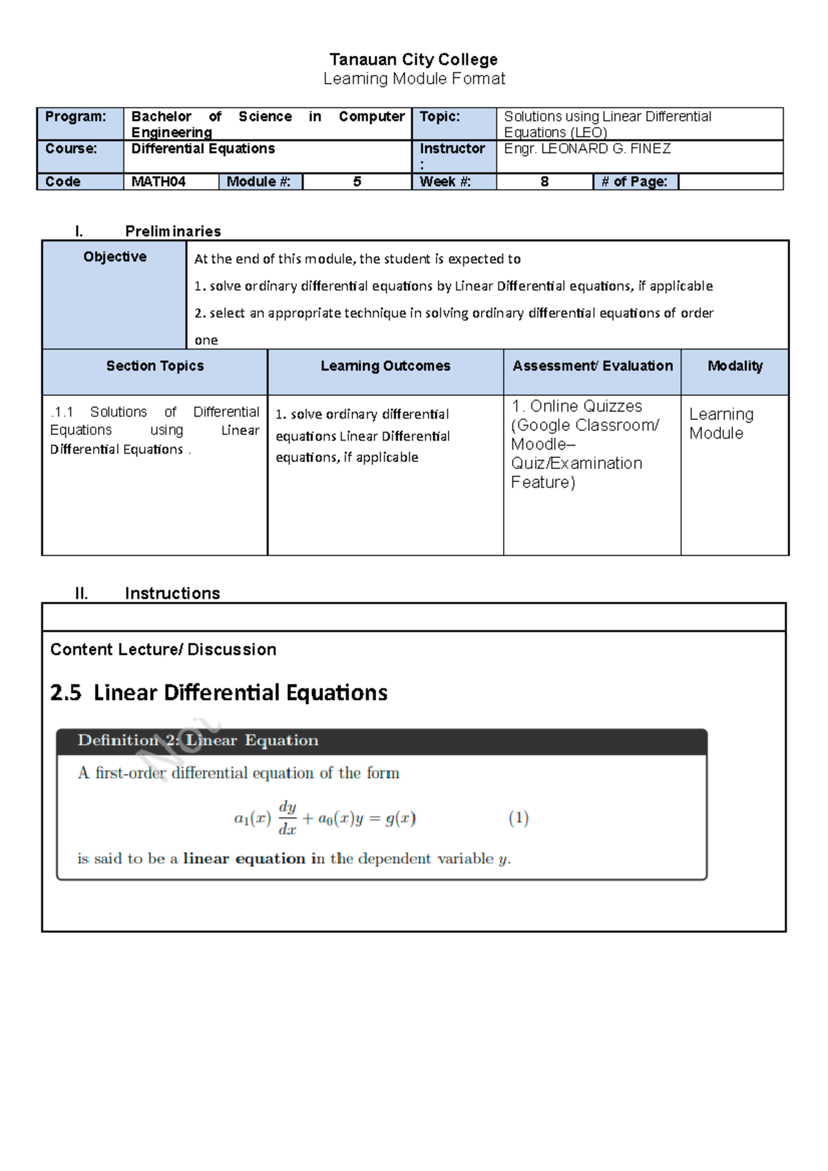 De mod 5 - 2022 - Tanauan City College Learning Module Format Program ...