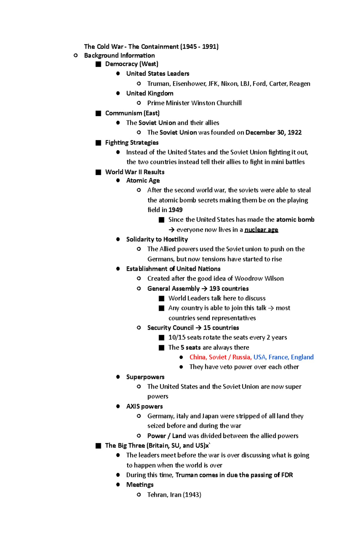 Cold War Notes - A comprehensive overview of the Cold War coming out of ...