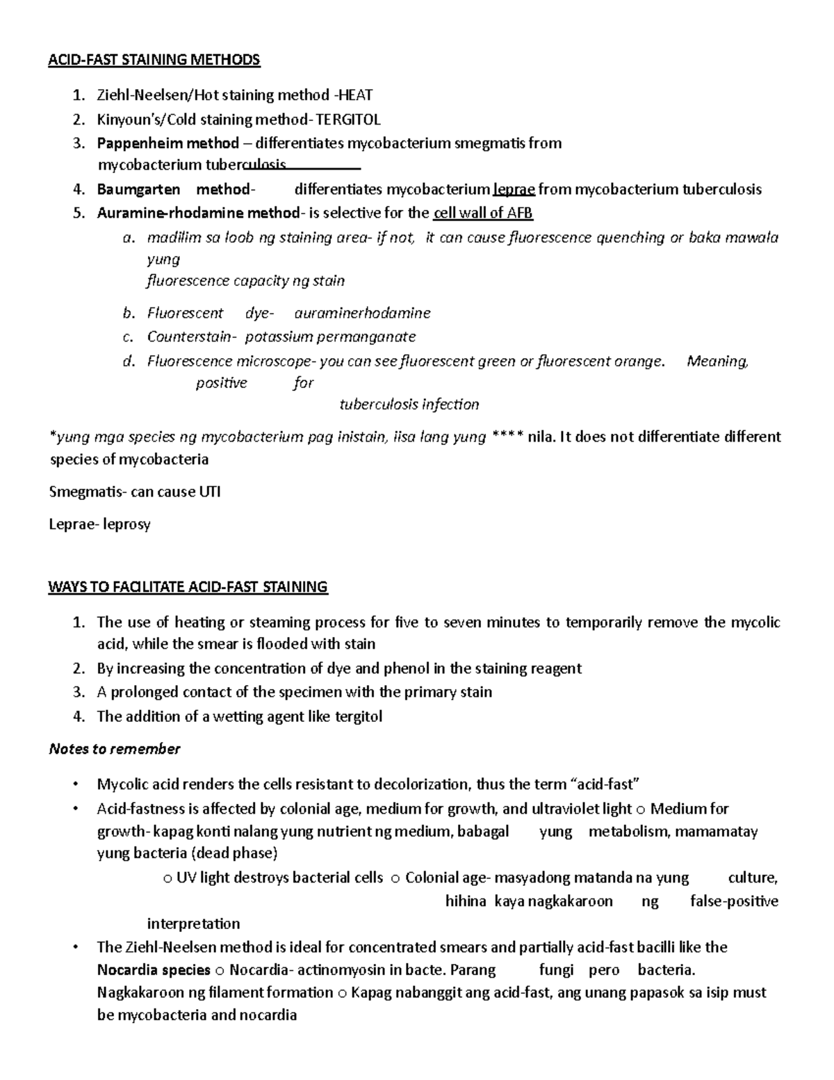Acid fast stain 2 - ACID-FAST STAINING METHODS Ziehl-Neelsen/Hot ...
