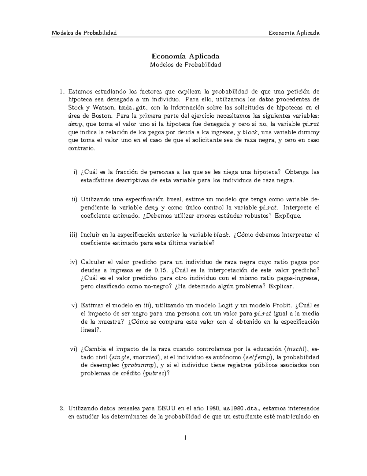 Practica Modelos Prob - enunciados ejercicios aplicada - Modelos de ...
