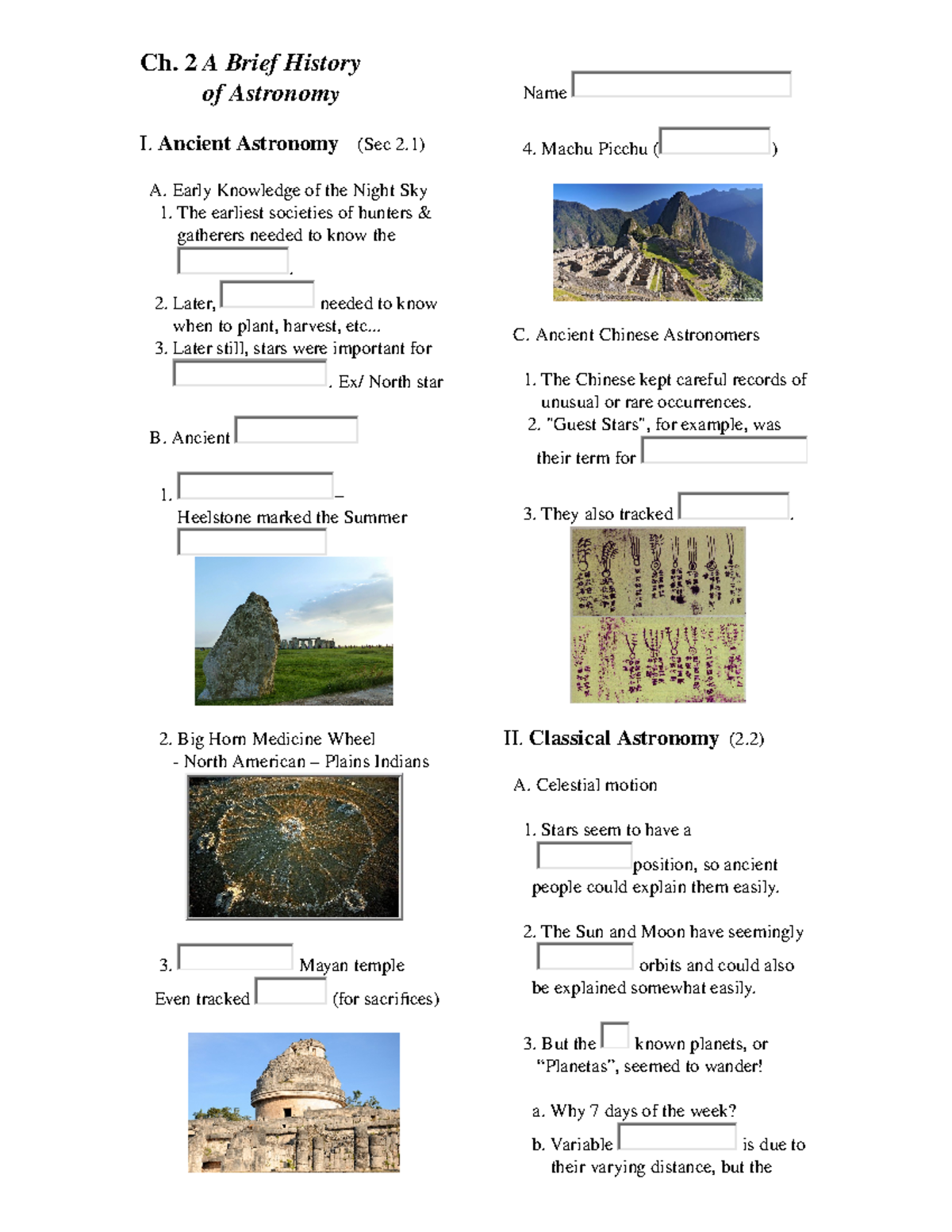 Ch2a A Brief History of Astronomy - Ch. 2 A Brief History of Astronomy ...
