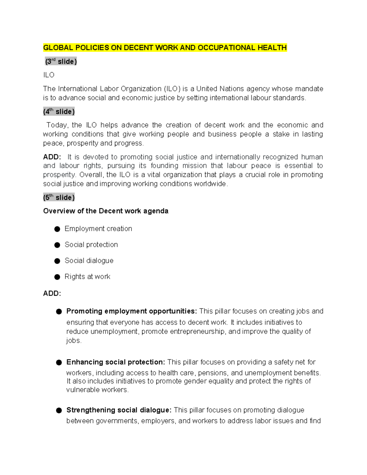 1 Notes-Global Policies on Decent Work and Occupational Health - GLOBAL ...