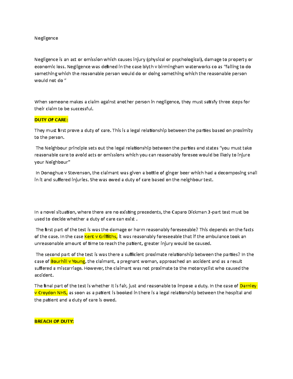 Negligence revision - Negligence Negligence is an act or omission which ...