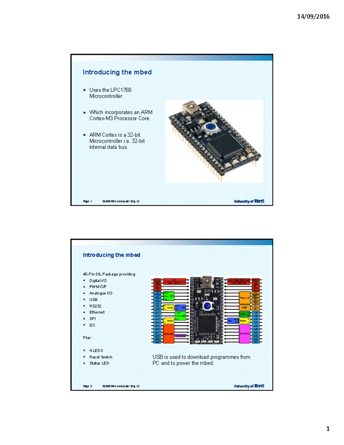 Lecture 2 of Computer architecture - Introducing the mbed Uses the LPC ...