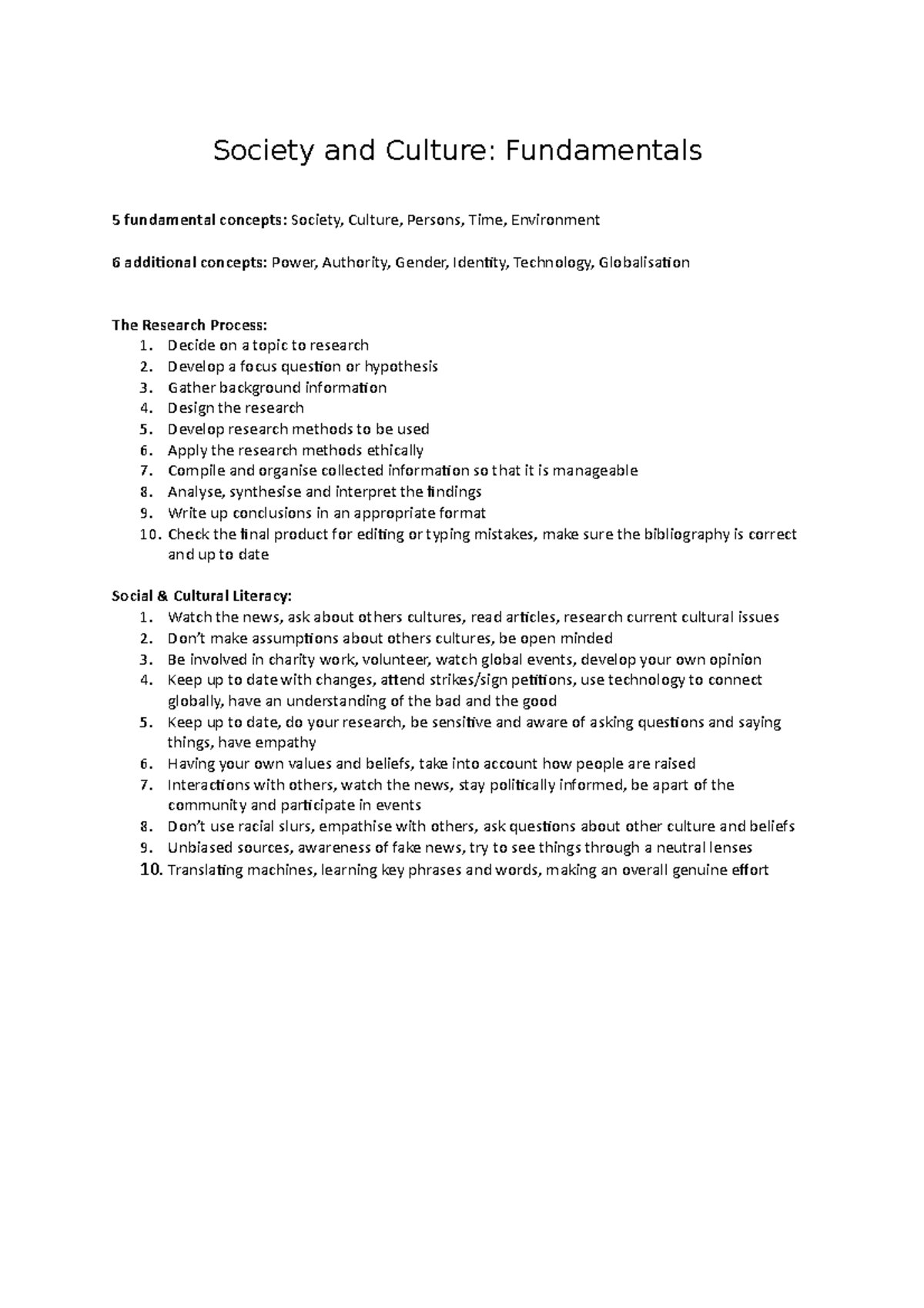 Society and Culture- notes - Society and Culture: Fundamentals 5 ...