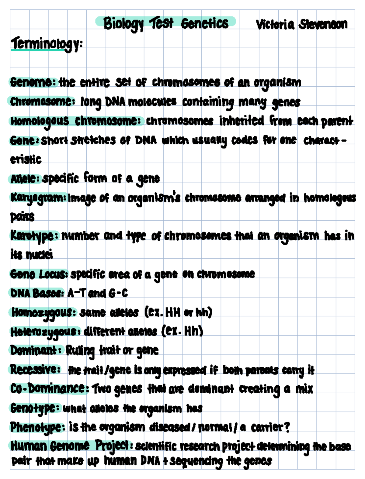 IB Biology 1 SL Test - Genetics - Biology Test Genetics Victoria ...