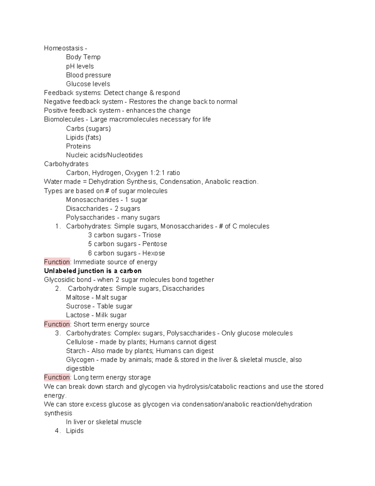 Bio lecture notes - Homeostasis - Body Temp pH levels Blood pressure ...