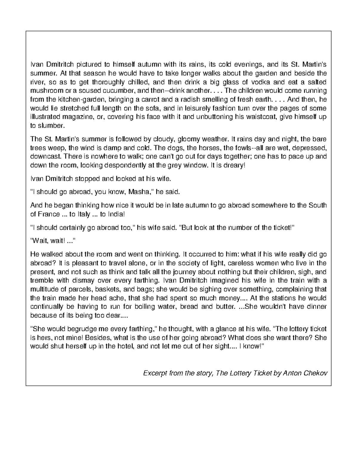 English Grade 10 11 12 Questionnaire Ivan Dmitritch Pictured To