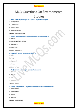 Mcq on environmental pollution with answers pdf - MCQ On Environmental Pollution Ozone depletion ...
