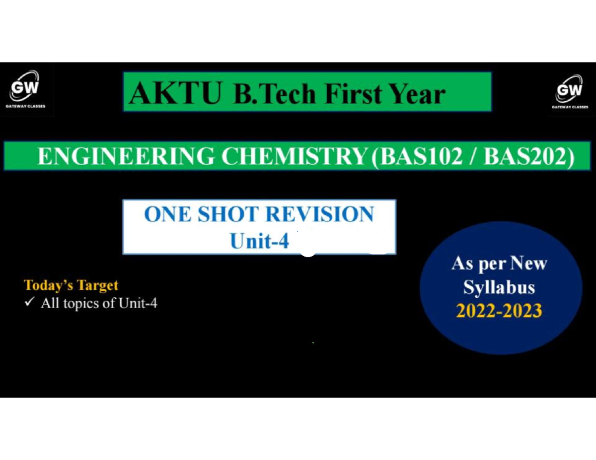 CHEM U-4 ONE SHOT - hehe - B.tech - Studocu