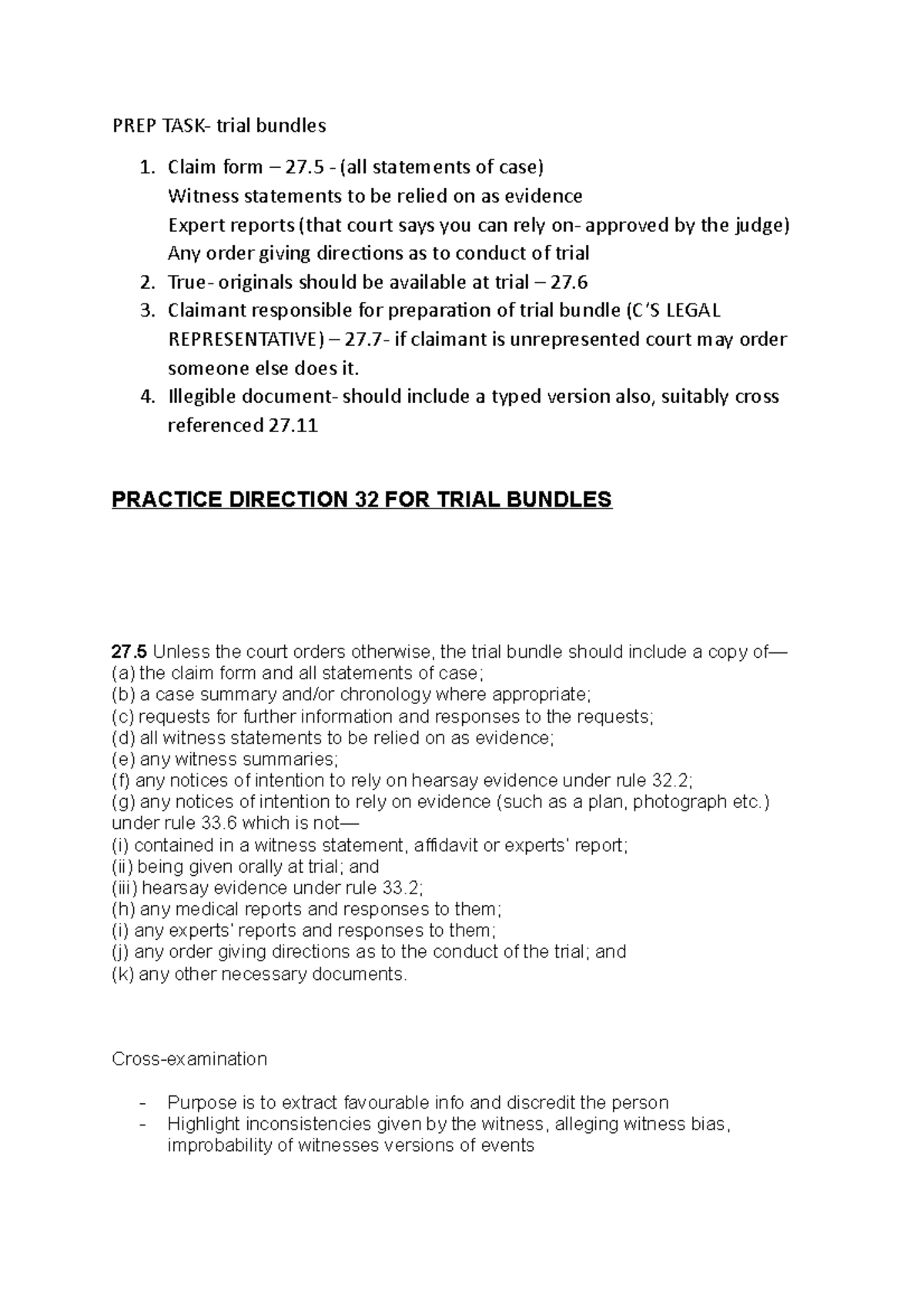 Workshop 12 Notes and Reading - PREP TASK- trial bundles Claim form ...